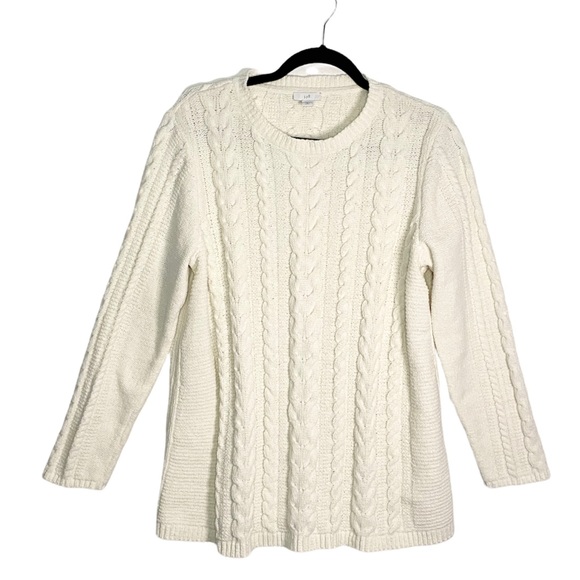 J. Jill | Sweaters | J Jill Bone White Chenille Cable Knit Pullover ...